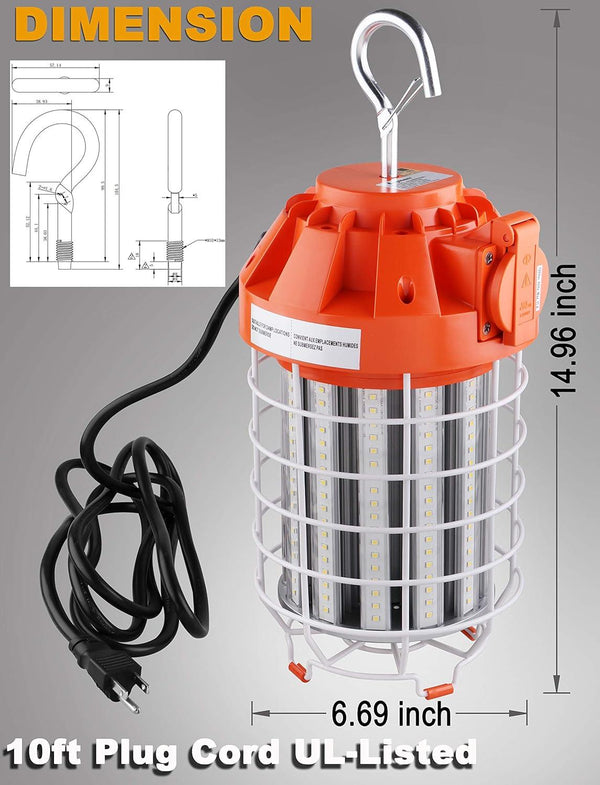 100W LED Temporary Work Light-14000Lumen Construction Lights 5000K Lin - Dephen
