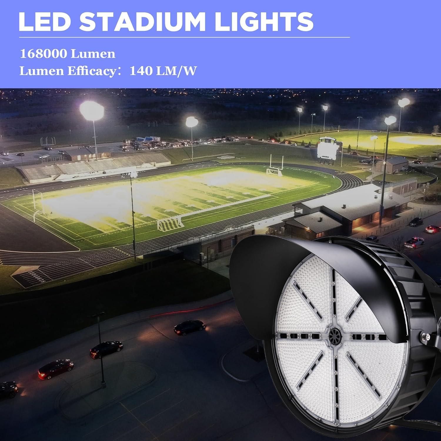 1200W LED Stadium Lights - 168,000LM 5000K, 120-277Vac IP65 10KV Surge ...
