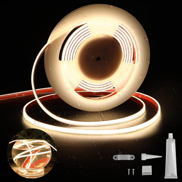 Outdoor LED Strip Lights 16.4ft, 4000K UL-Listed COB Lights Strip IP67 ...