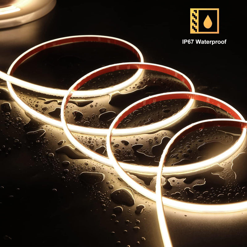 Outdoor LED Strip Lights 16.4ft, 4000K UL-Listed COB Lights Strip IP67 ...