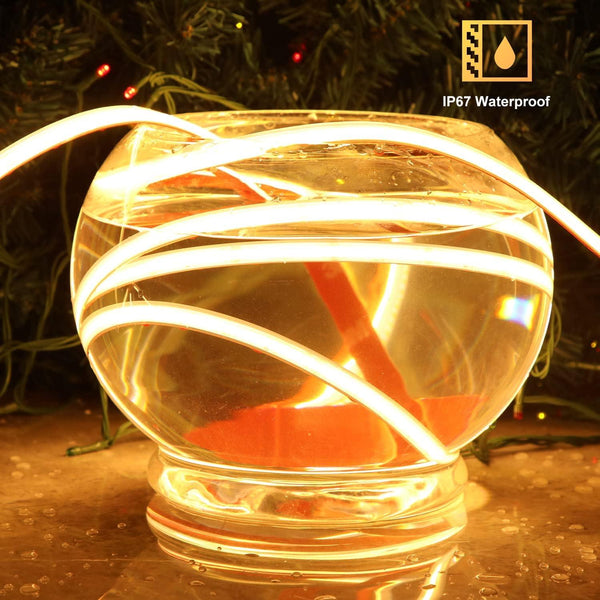 UL-Listed Outdoor LED Strip Lights, 16.4ft 3000K COB Lights Strip 528L ...